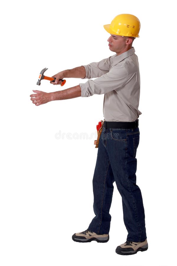 Builder Hammering Blank Space Stock Photo - Image of copy, constructor ...