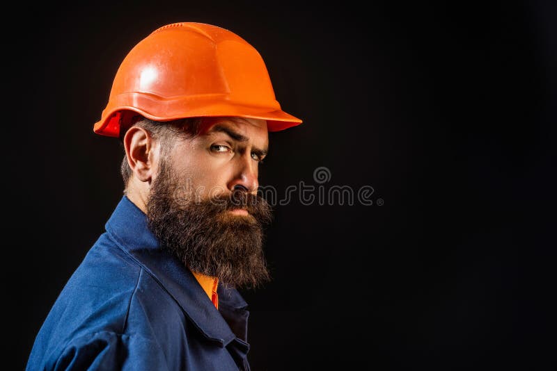 Builder in Hardhat. Construction Man with Helmet. Worker in Helmet at ...