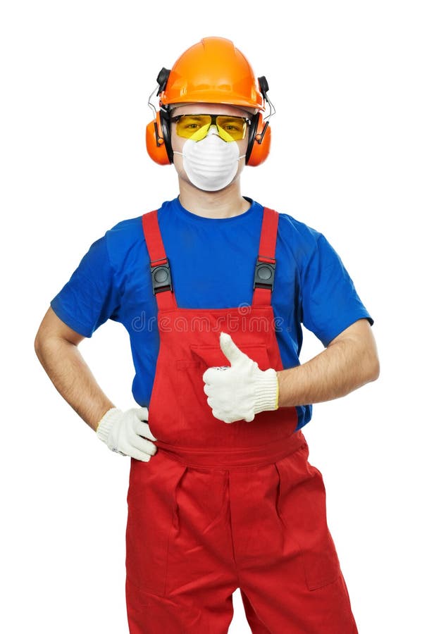 Man in builder respirator. stock photo. Image of protection - 35354066