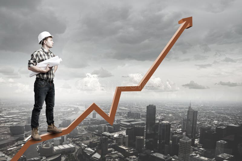 Builder has an idea stock photo. Image of development - 56910622