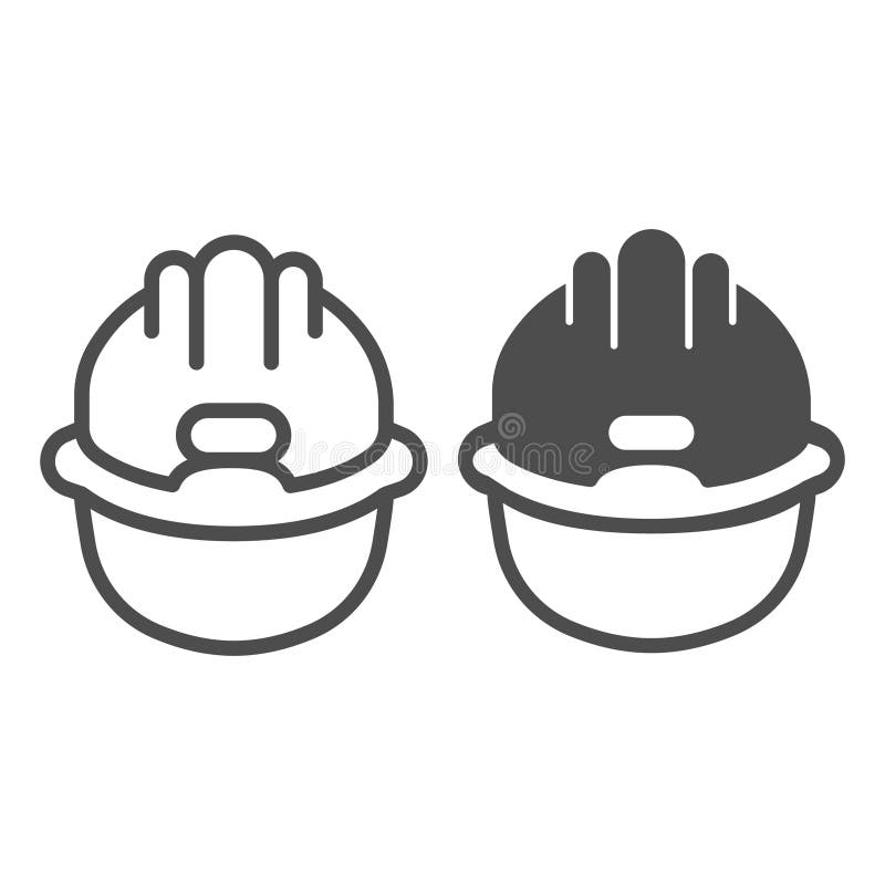 Builder Helmet Line and Solid Icon, Making Road Concept. Vector ...