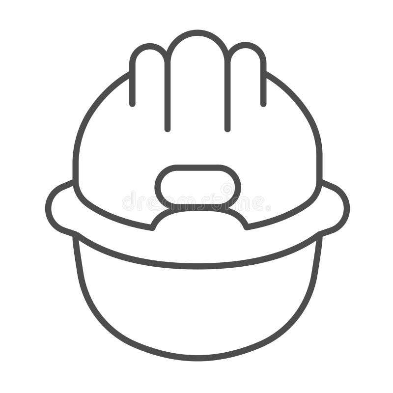 Builder Helmet Thin Line Icon, Making Road Concept. Vector Graphics ...