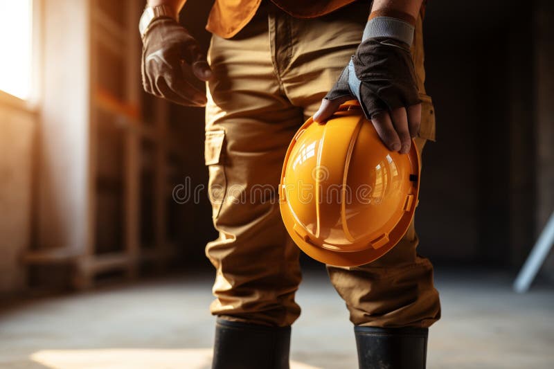 Builder Holds Helmet, Creating a Dynamic Composition with Available ... Builder Holds Helmet, Creating a Dynamic Composition with Available ...
