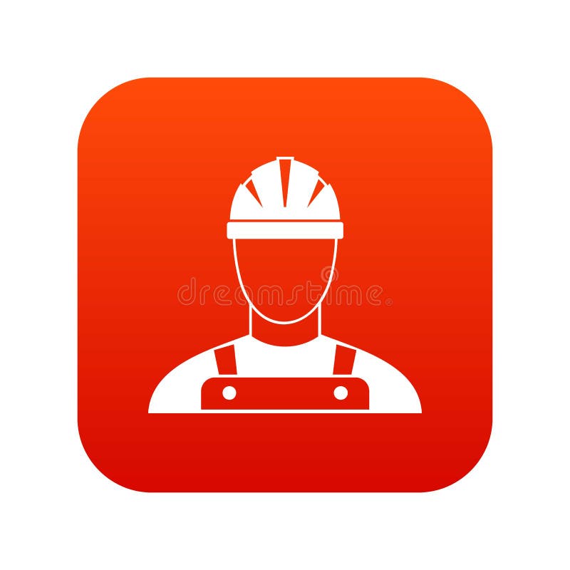 Builder icon digital red stock vector. Illustration of occupation ...