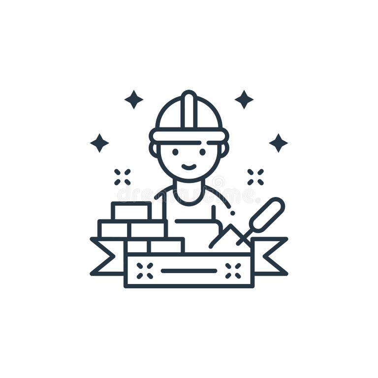 Builder Icon Vector from Labor Day Concept. Thin Line Illustration of ...