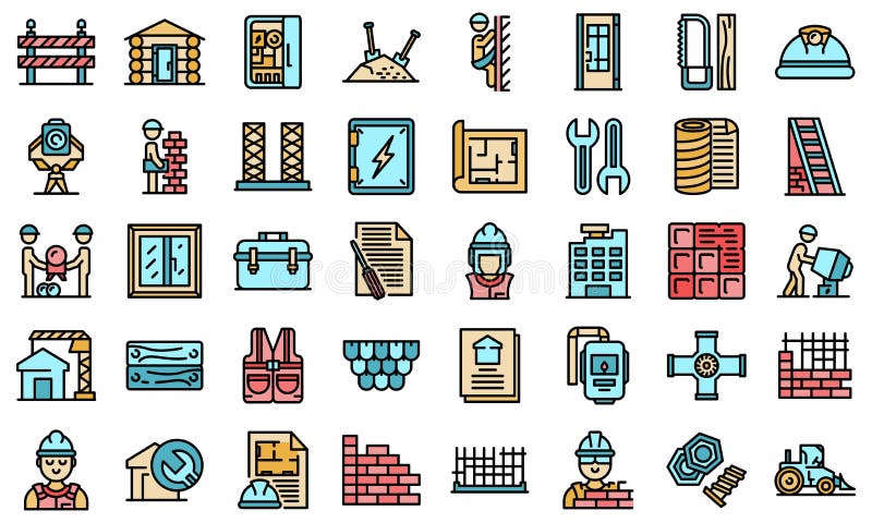 Builder icons set stock vector. Illustration of industrial - 96431285