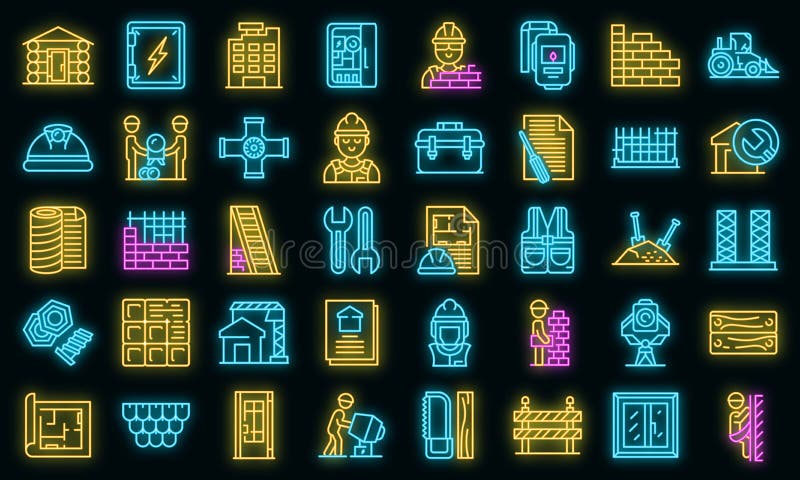 Builder icons set stock vector. Illustration of mustache - 95791680