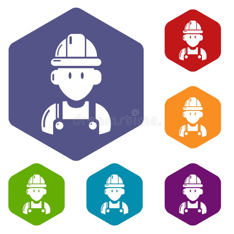 Builder Icons Vector Hexahedron Stock Vector - Illustration of employee ...