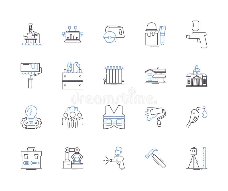 Construction Development Line Icons Collection. Renovation, Excavation ...