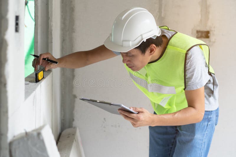 Builder Inspection Consultancy. Inspector Checking Material and ...