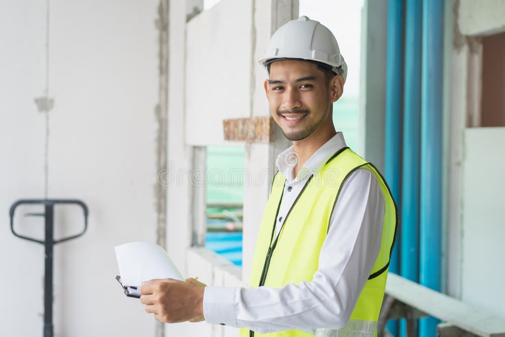 Inspector Checking Material and Structure in Construction Stock Photo ...