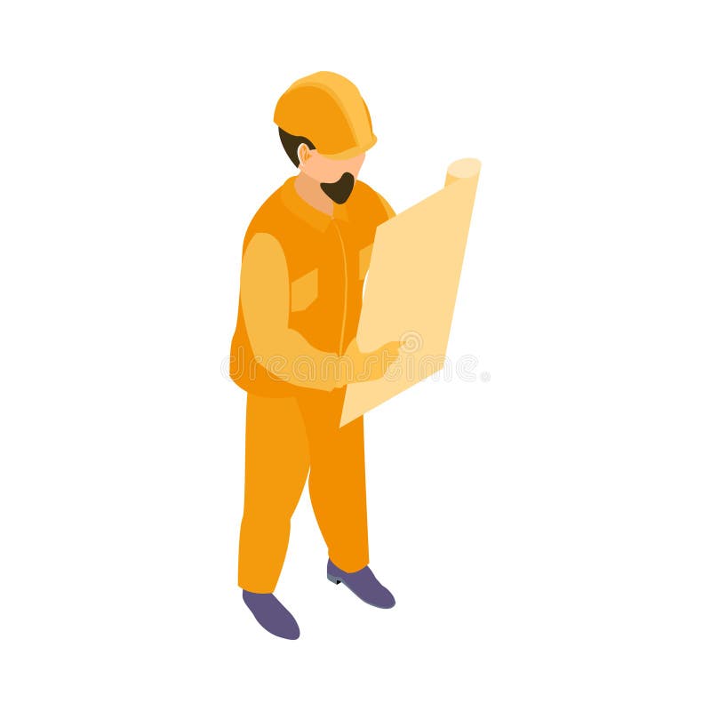 Builder Isometric Illustration Stock Vector - Illustration of element ...