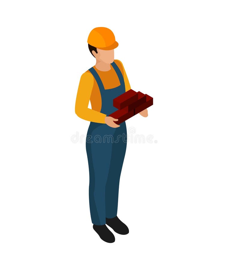 Builder Isometric Professions Composition Stock Vector - Illustration ...