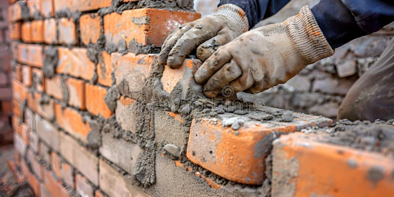 Builder laying bricks stock image. Image of bricks, installer - 327234045