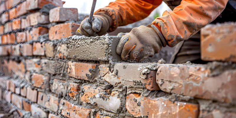 Builder laying bricks stock image. Image of laying, bricklaying - 327234075