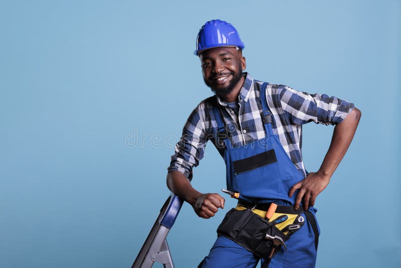 Builder Looking Happy and Relaxed at Work Stock Photo - Image of ...