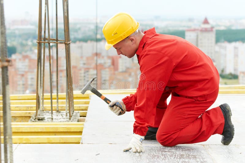Builder Making Construction Works Stock Photo - Image of foremaster ...