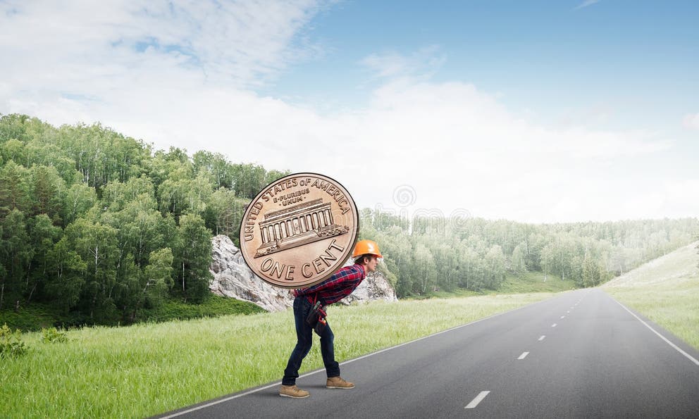 Builder man carry coin stock image. Image of lift, back - 272425521