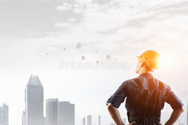 Builder man draw project stock photo. Image of project - 92007840