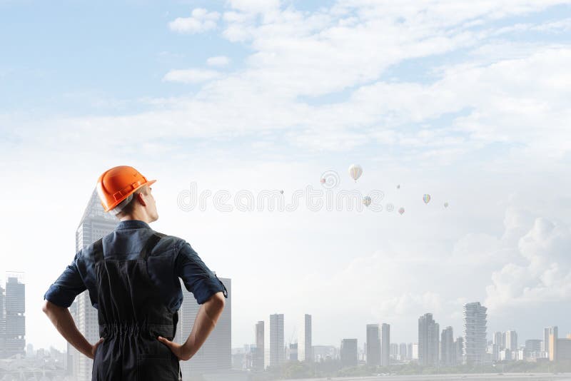 Builder man draw project stock photo. Image of layout - 93989384