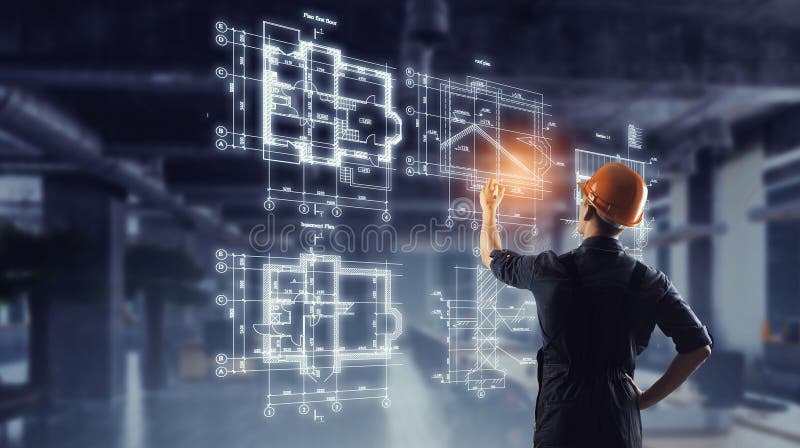 Builder Man Draw Project . Mixed Media Stock Photo - Image of caucasian ...