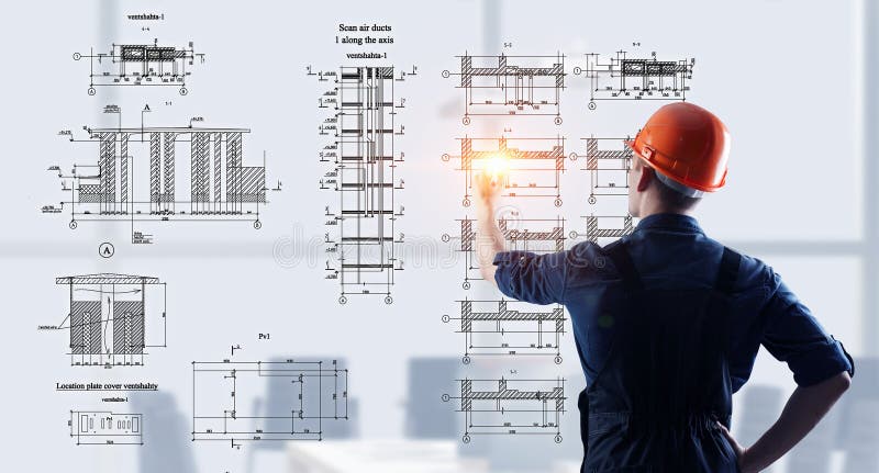 Builder Man Draw Project . Mixed Media Stock Photo - Image of project ...