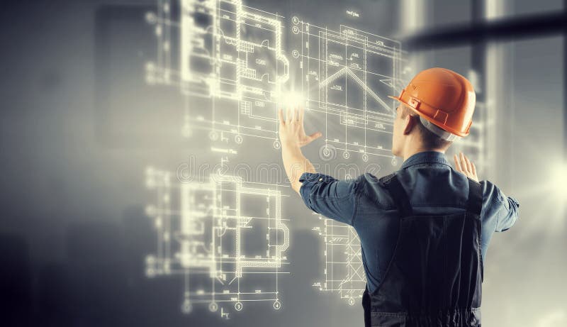 Builder Man Draw Project . Mixed Media . Mixed Media Stock Photo ...