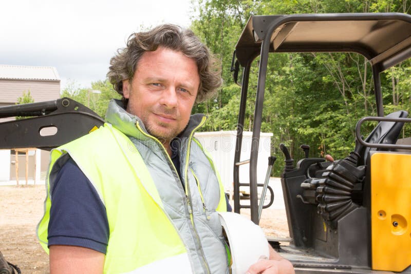 Construction Worker with Forklift Truck Stock Image - Image of adult ...