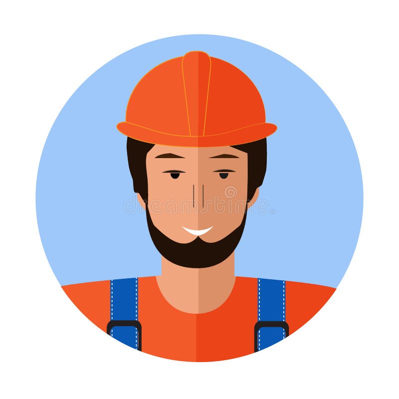 Builder Man Face Icon. Flat Illustration of Builder Man Face Icon for ...