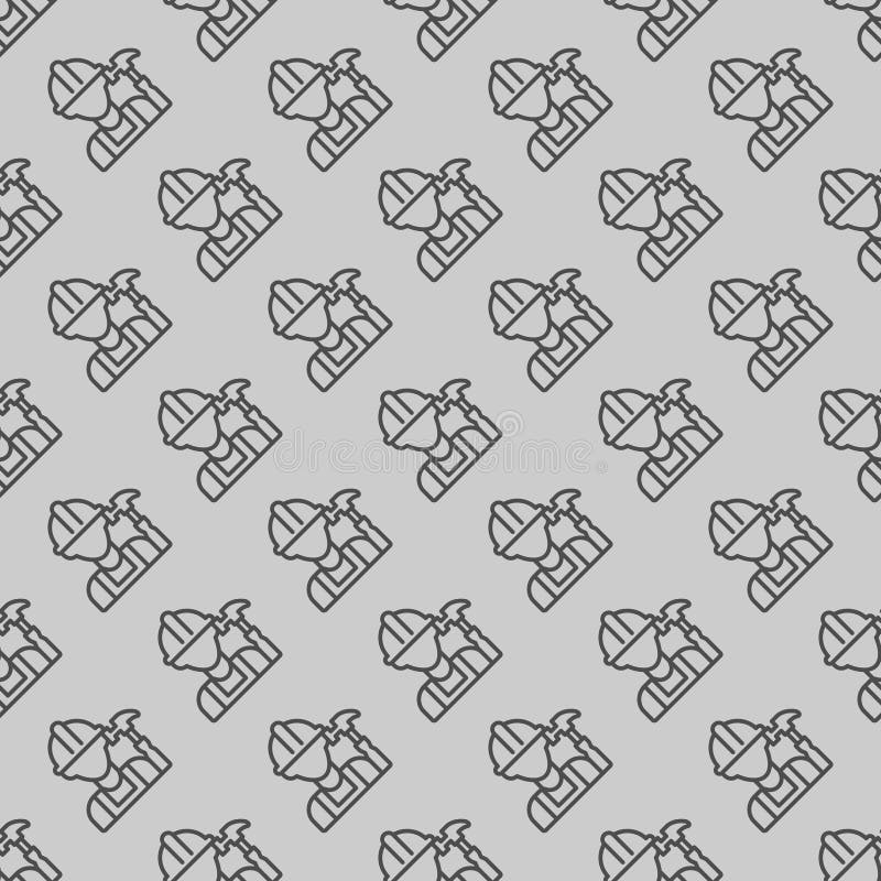 Builder Man and Hammer Line Seamless Pattern, Construction Theme ...