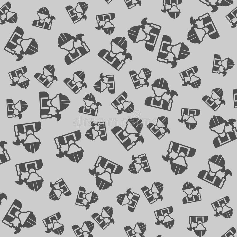 Builder Man and Hammer Solid Seamless Pattern, Construction Theme ...