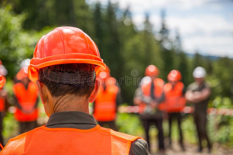 Builder Man. Helmet Builder. Many Construction Workers Helmet. Team in ...