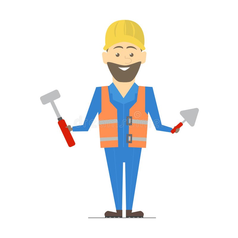 Builder Man Working Architecture Vector Construction Work Stock Vector ...