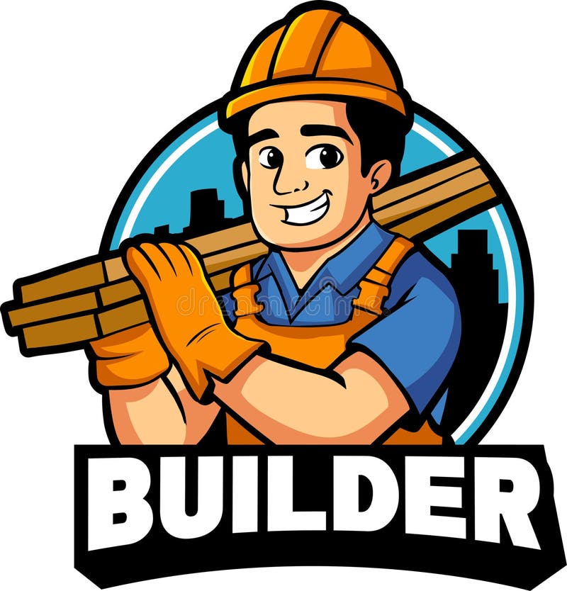 Builder Mascot Logo Vector Illustration Stock Vector - Illustration of ...