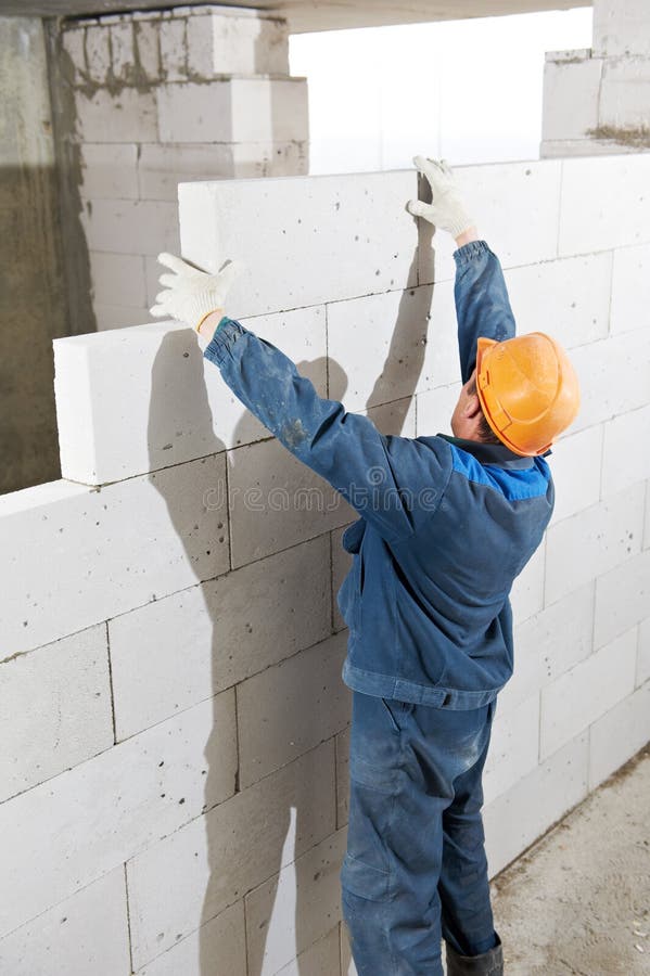 Construction Mason Worker Bricklayer Stock Photo - Image of acid ...