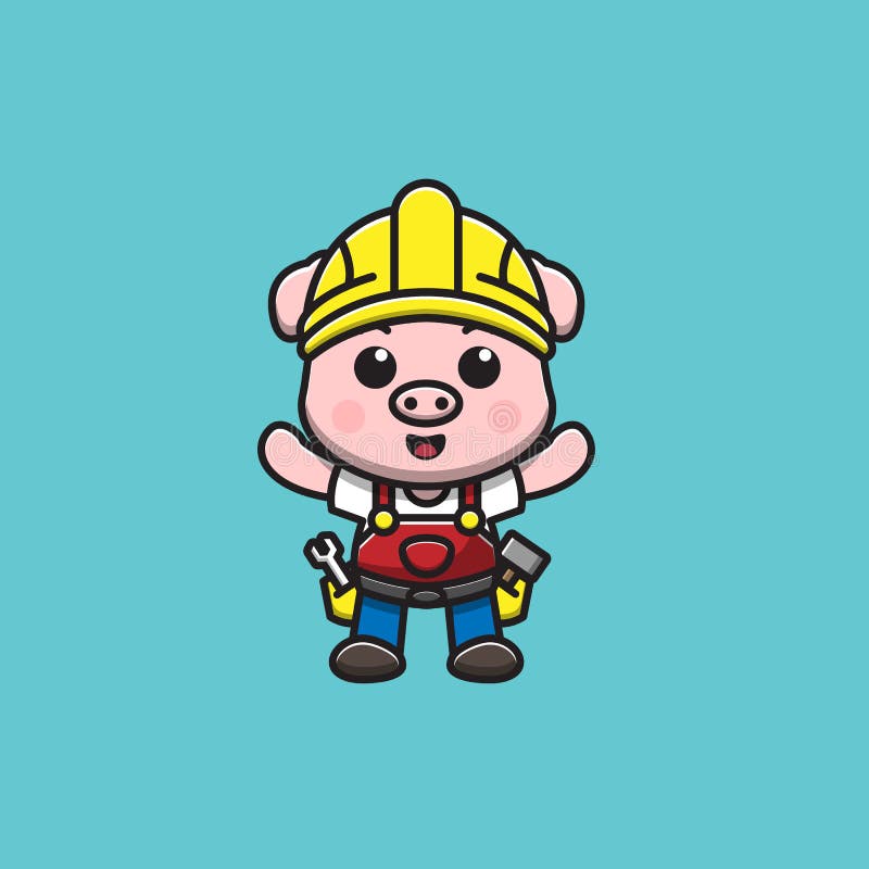 Builder and Mechanic Pig Illustration Stock Vector - Illustration of ...
