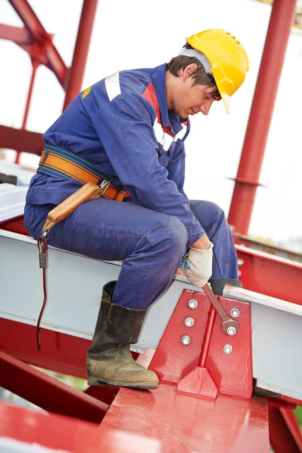 Builder Millwright Worker at Construction Site Stock Photo - Image of ...