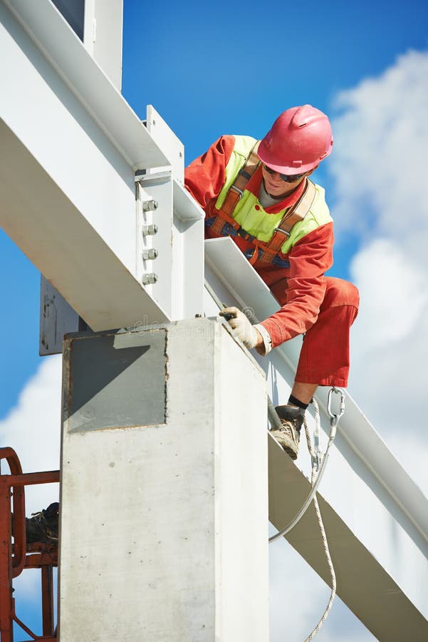 Builder Millwright Worker at Construction Site Stock Photo - Image of ...