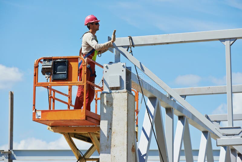 Builder Millwright Worker at Construction Site Stock Image - Image of ...