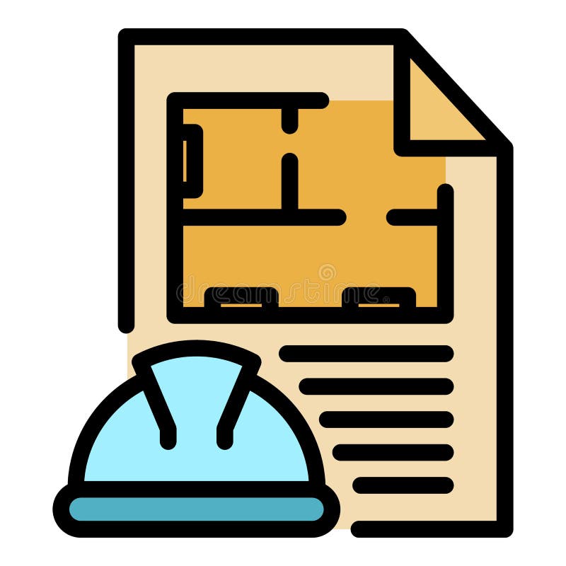 Builder New Plan Icon Color Outline Vector Stock Illustration ...