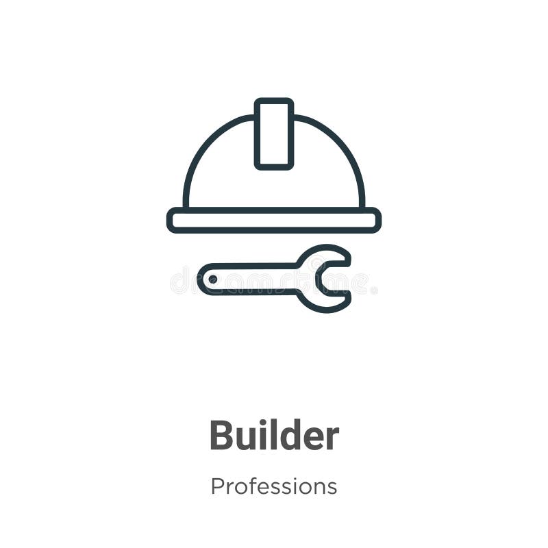 Builder Vector Icon on White Background. Flat Vector Builder Icon ...