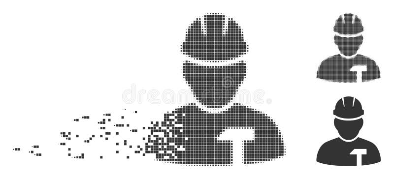 Builder Person Disintegrating Pixel Halftone Icon Stock Vector ... Builder Person Disintegrating Pixel Halftone Icon Stock Vector ...
