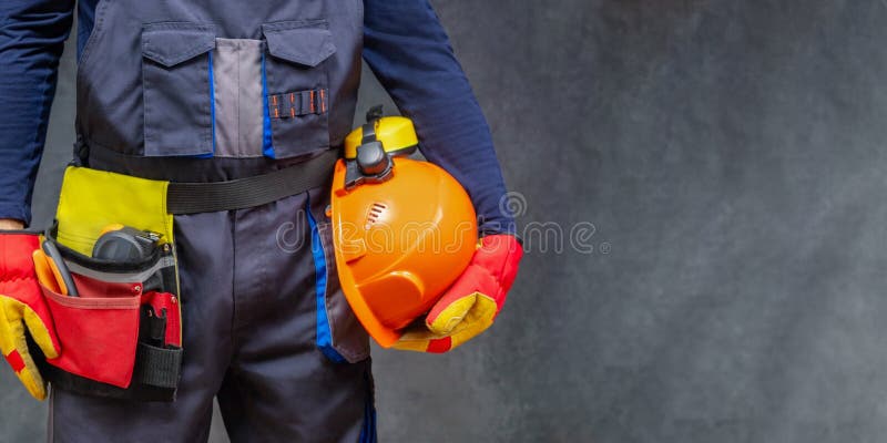 Builder in Personal Protective Equipment. Panoramic Banner Stock Photo ...