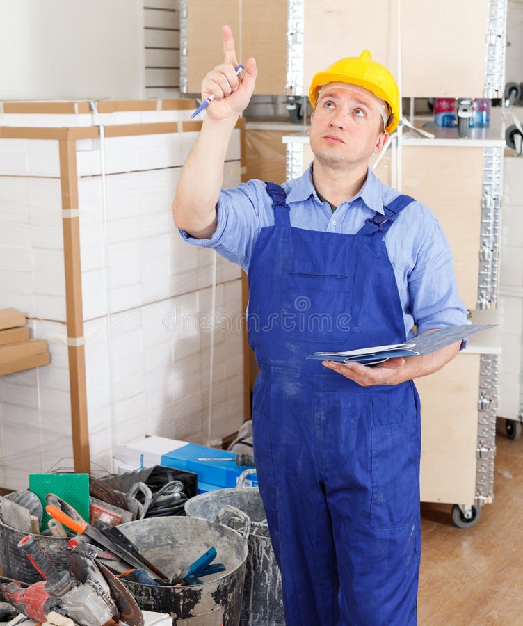 Builder Planning Construction Works Stock Image - Image of professional ...