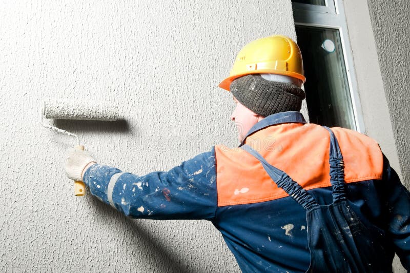 Builder Plastering Facade Wall Stock Image - Image of decoration ...
