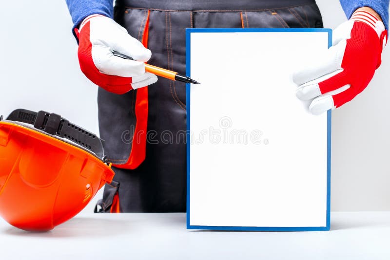 Builder Points To Board. Advertisement of Construction Stock Image ...