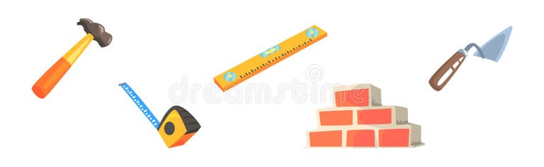 Builder Profession Tool and Handy Equipment Vector Set Stock ...