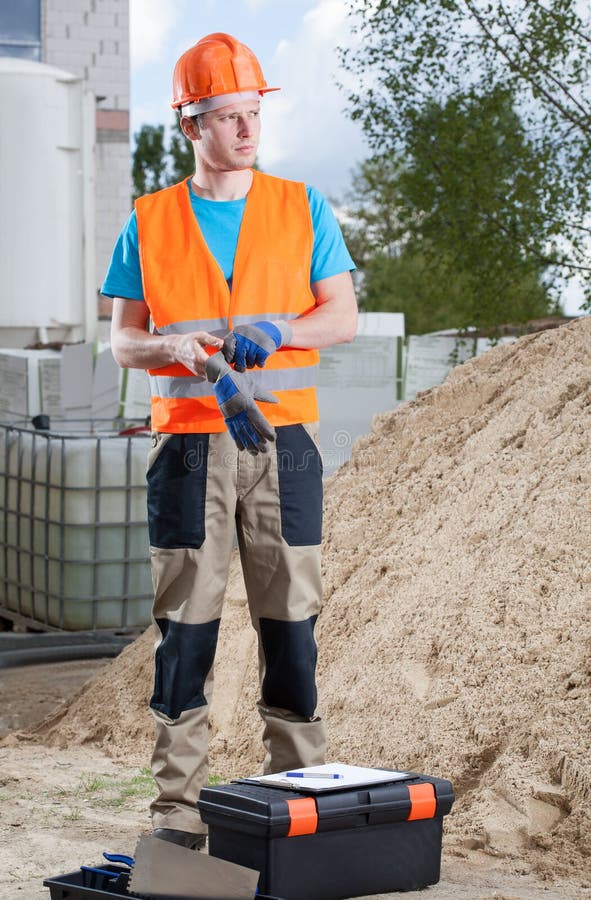 Builder ready to work stock image. Image of engineer - 41301643