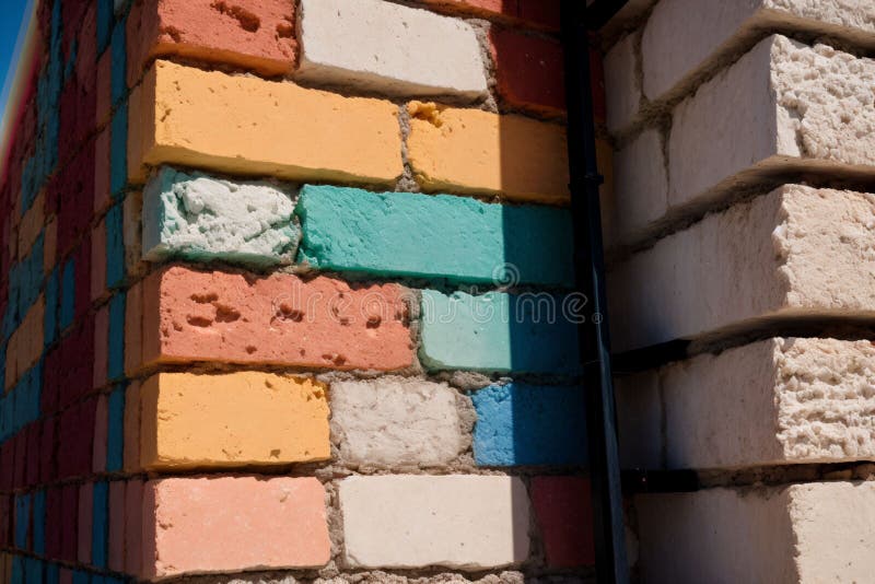 A Builder S Bricks Layering into a Rainbow Stock Illustration ...