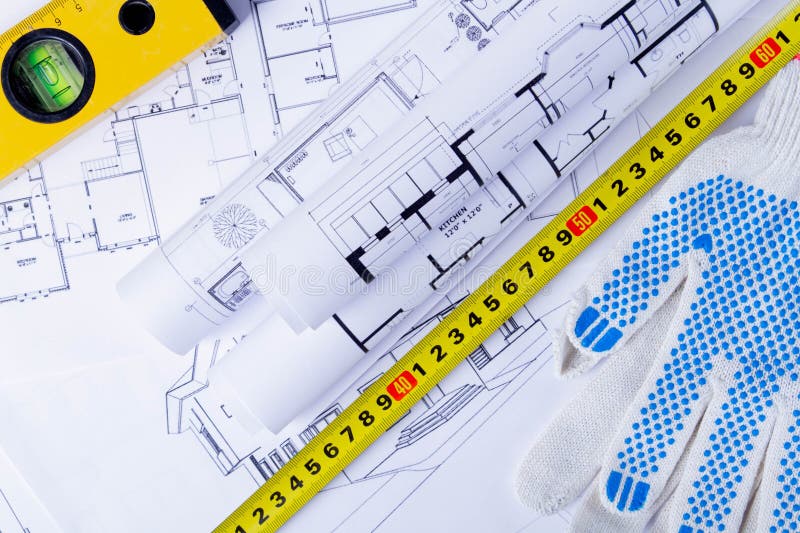 Builder S Tools on the Scheme of the House. Preparing To Build a House ...